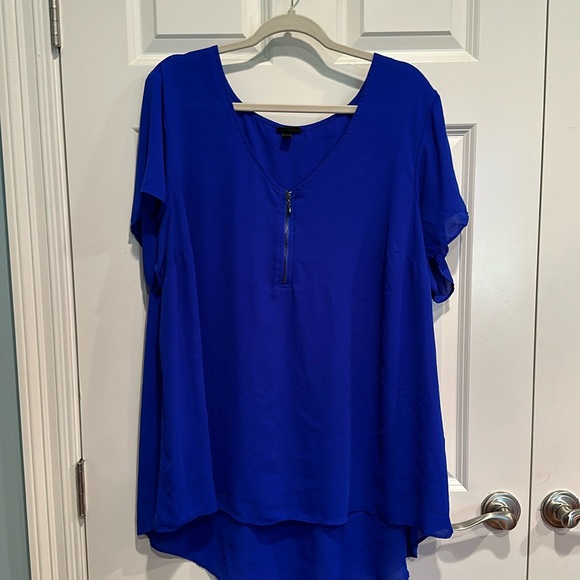 Tops | Torrid Zip Front Sheer Top Longer In The Back Like New | Poshmark